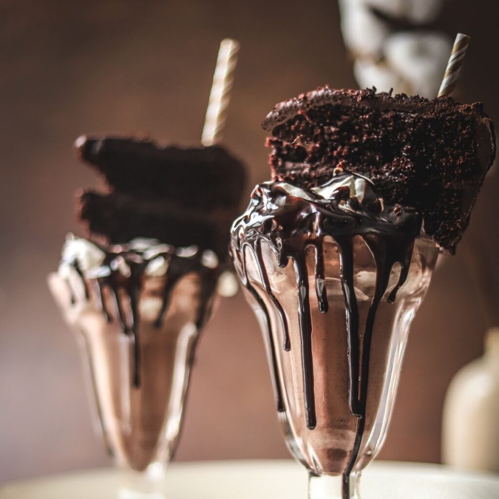 Outrageous Chocolate Cake Milkshake with Easy Homemade Whipped Cream ...