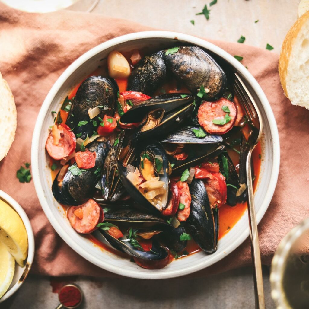 Spanish Mussels with Chorizo and Smoked Paprika