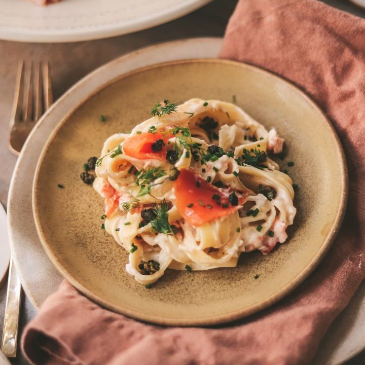 Smoked Salmon Pasta with Crispy Capers - The Gourmet Bon Vivant