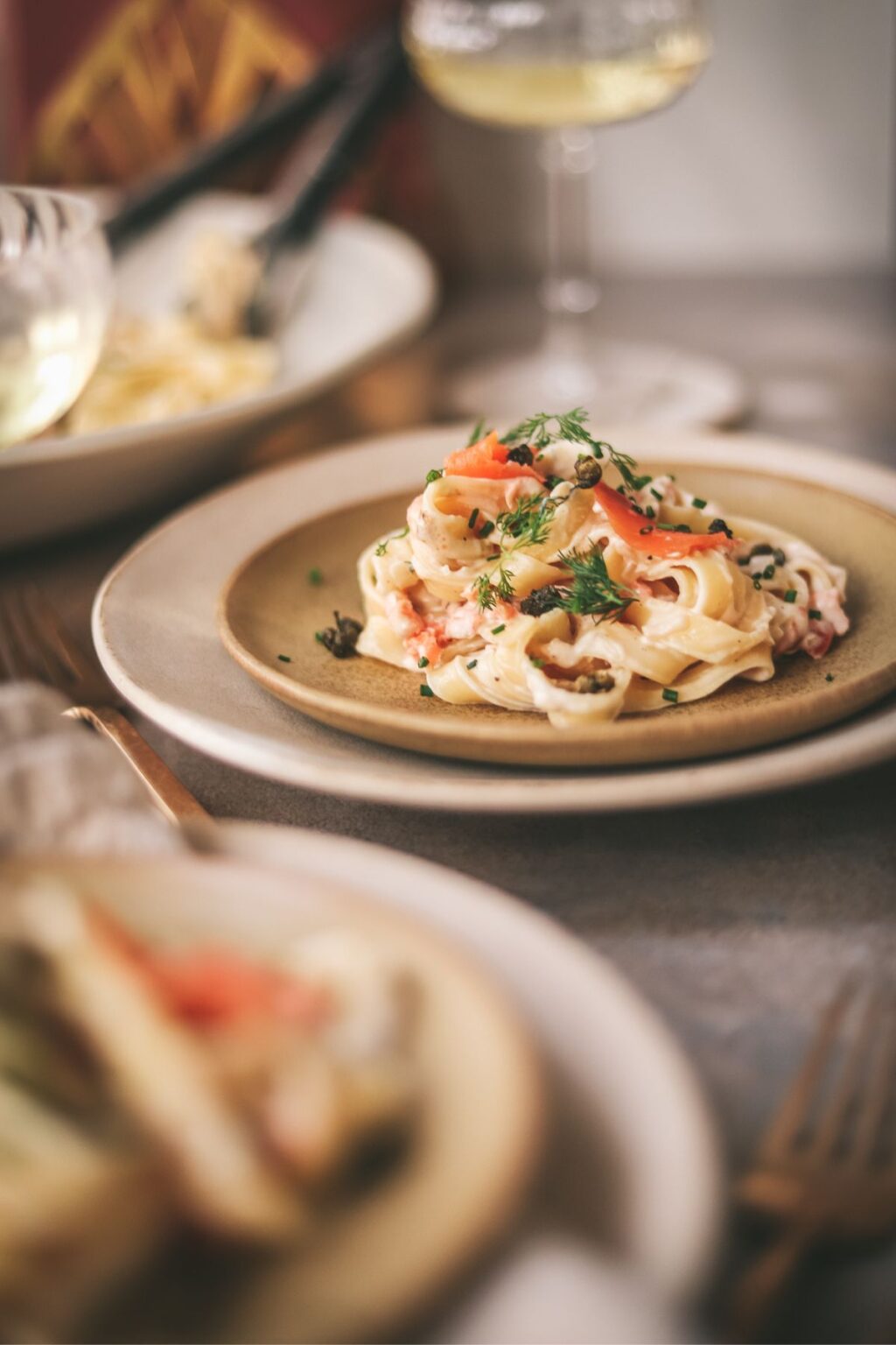 Smoked Salmon Pasta with Crispy Capers - The Gourmet Bon Vivant
